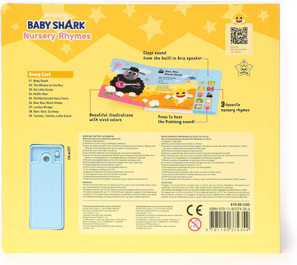 Pinkfong Baby Shark Nursery Rhymes 10 Button Sound Book – Queens Baby